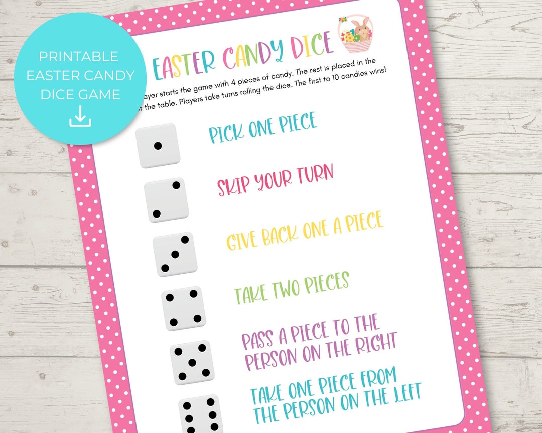 Instant Download, Printable Easter Dice Candy Game, Kids Activity ...