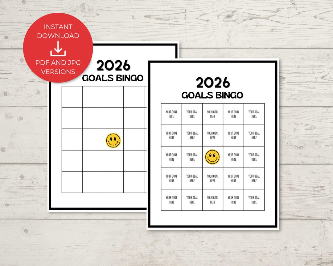 Printable, Editable 2026 Goals BINGO Template, Vision Board, New Year's ...