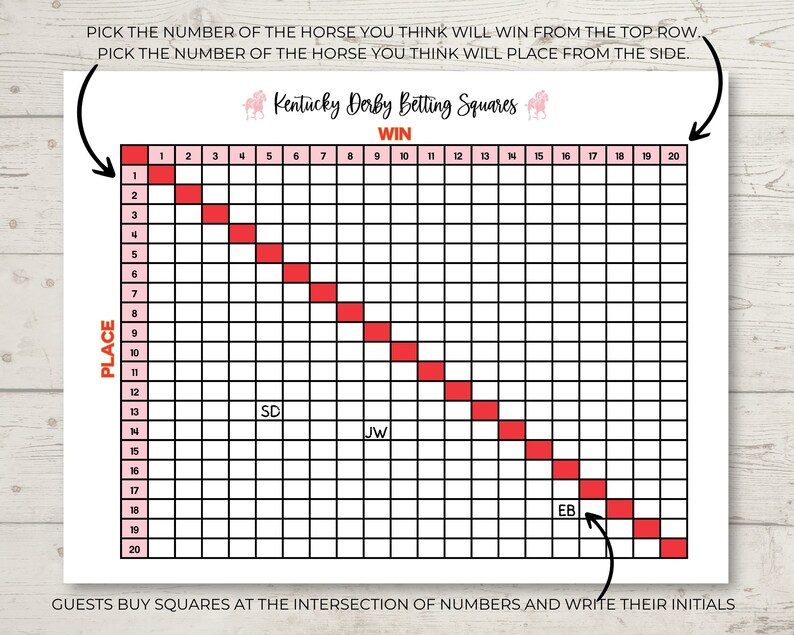 Instant Download, Printable Derby Betting Squares Grid, Derby Party ...