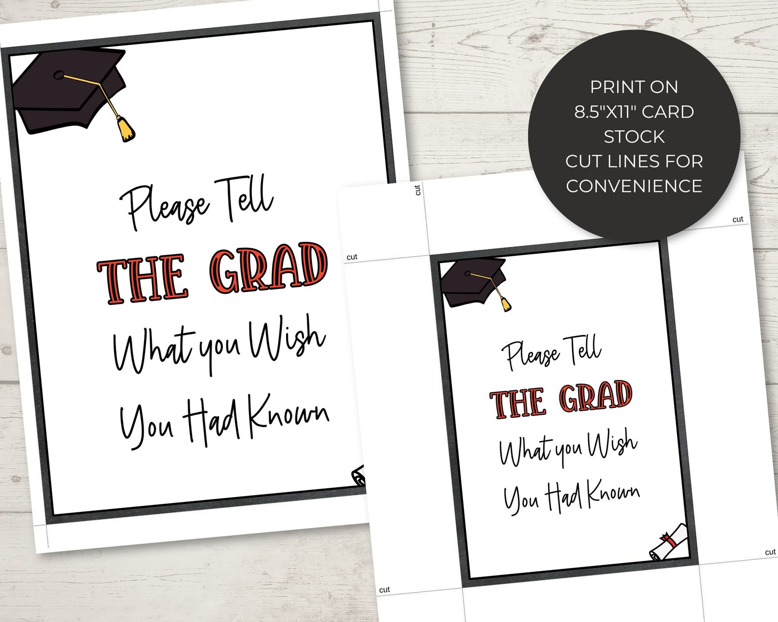 Instant Download, Printable Graduation Advice Cards, Party Activity ...
