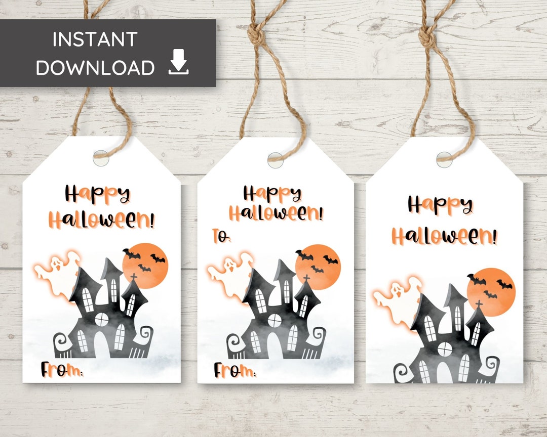 Instant Download, Printable Happy Halloween Gift Tags, Halloween Gift ...