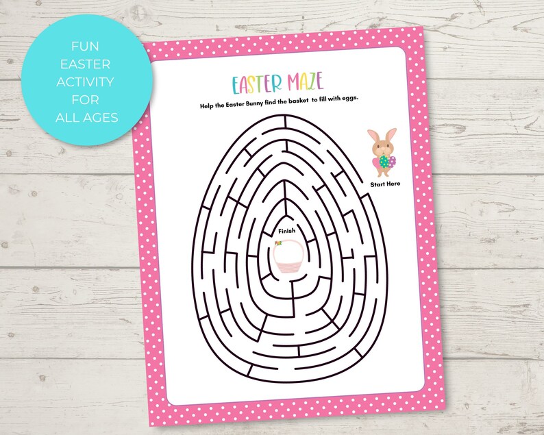 Instant Download, Printable Easter Maze, Kids Activity, Easter Basket ...