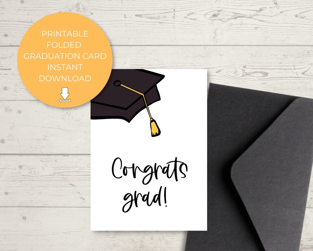 Instant Download, Digital, Printable Graduation Card, 5x7 Folded Card ...