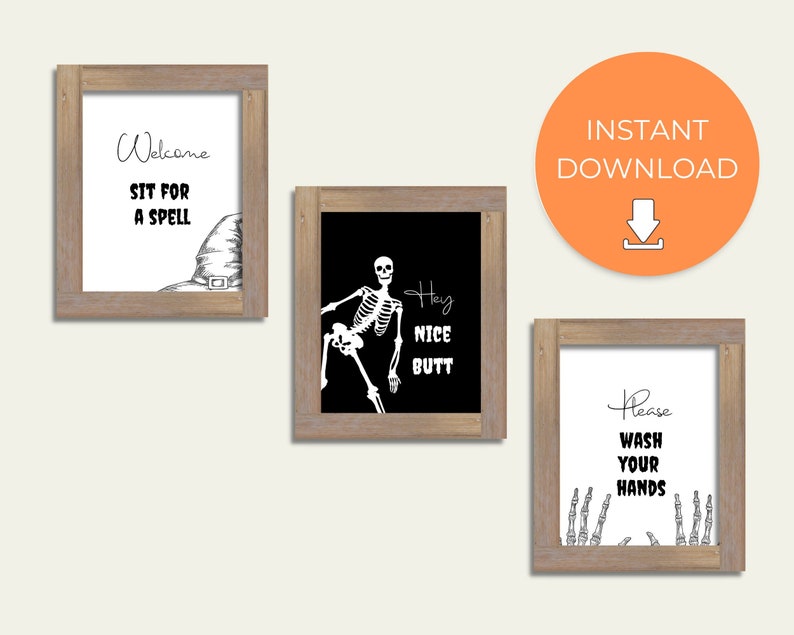 Set of 3 Instant Download Halloween Bathroom Signs for Easy - Etsy