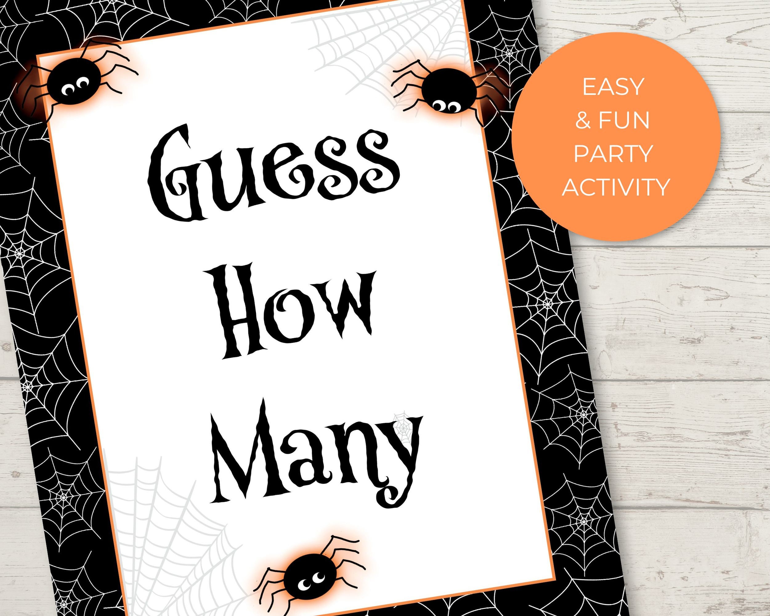 Instant Download, Printable Guess How Many Halloween Sign and Guessing ...