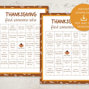 Instant Download, Printable Thanksgiving Find Someone Who Game, Find ...