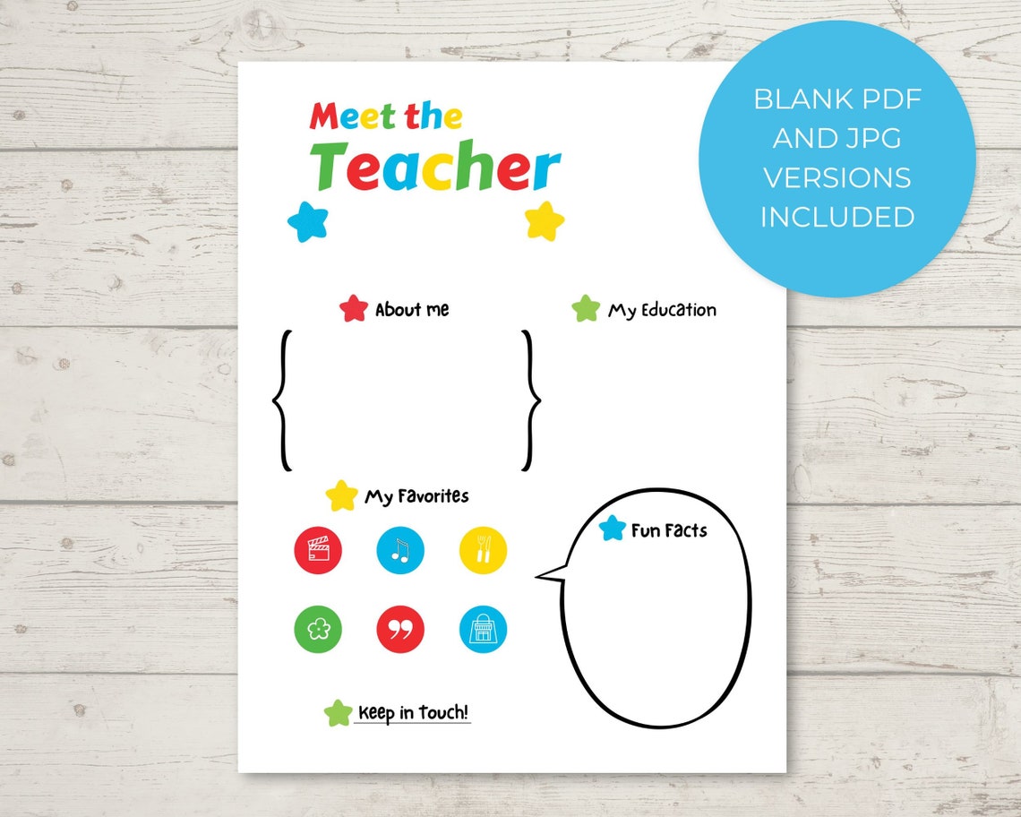 Editable, Instant Download, Printable Meet the Teacher Template for the ...