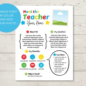 Editable, Instant Download, Printable Meet the Teacher Template for the ...