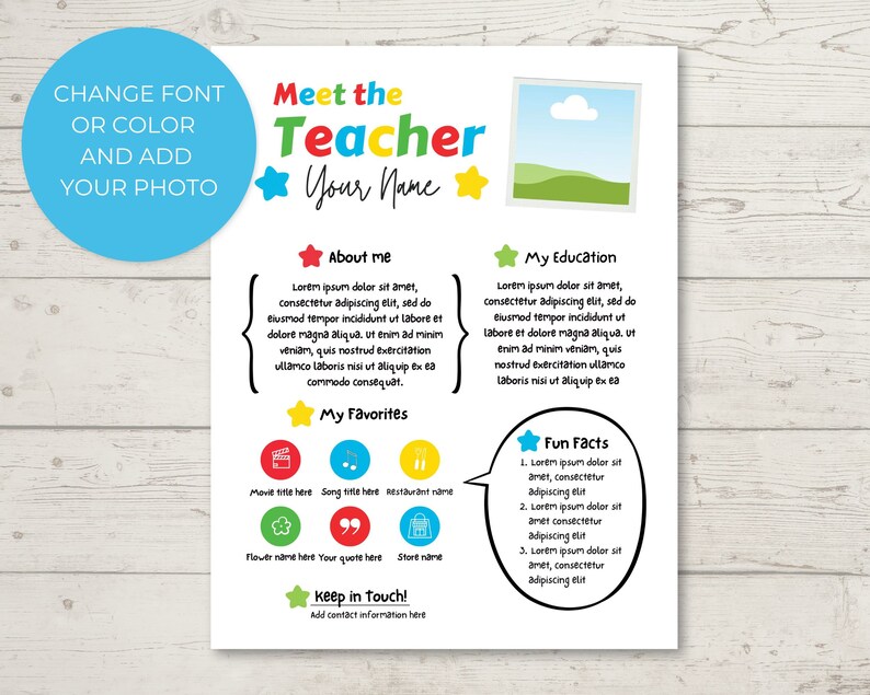 Editable, Instant Download, Printable Meet the Teacher Template for the ...