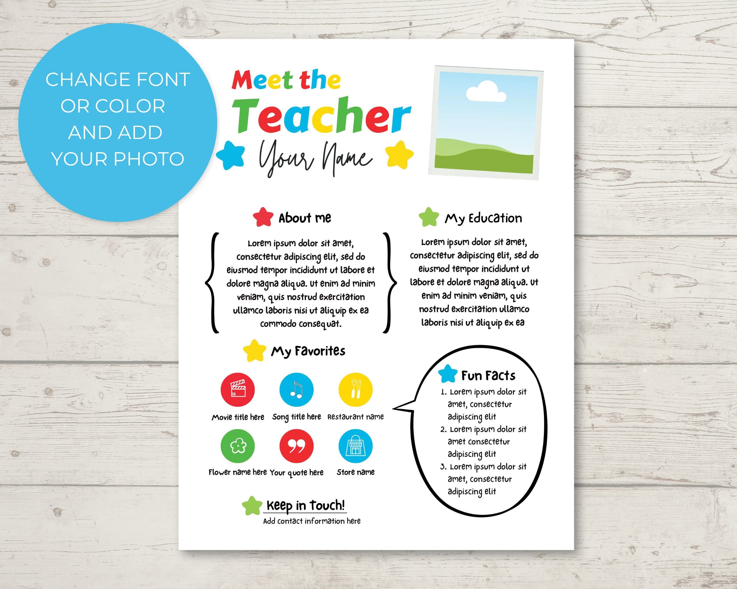 Editable, Instant Download, Printable Meet the Teacher Template for the ...