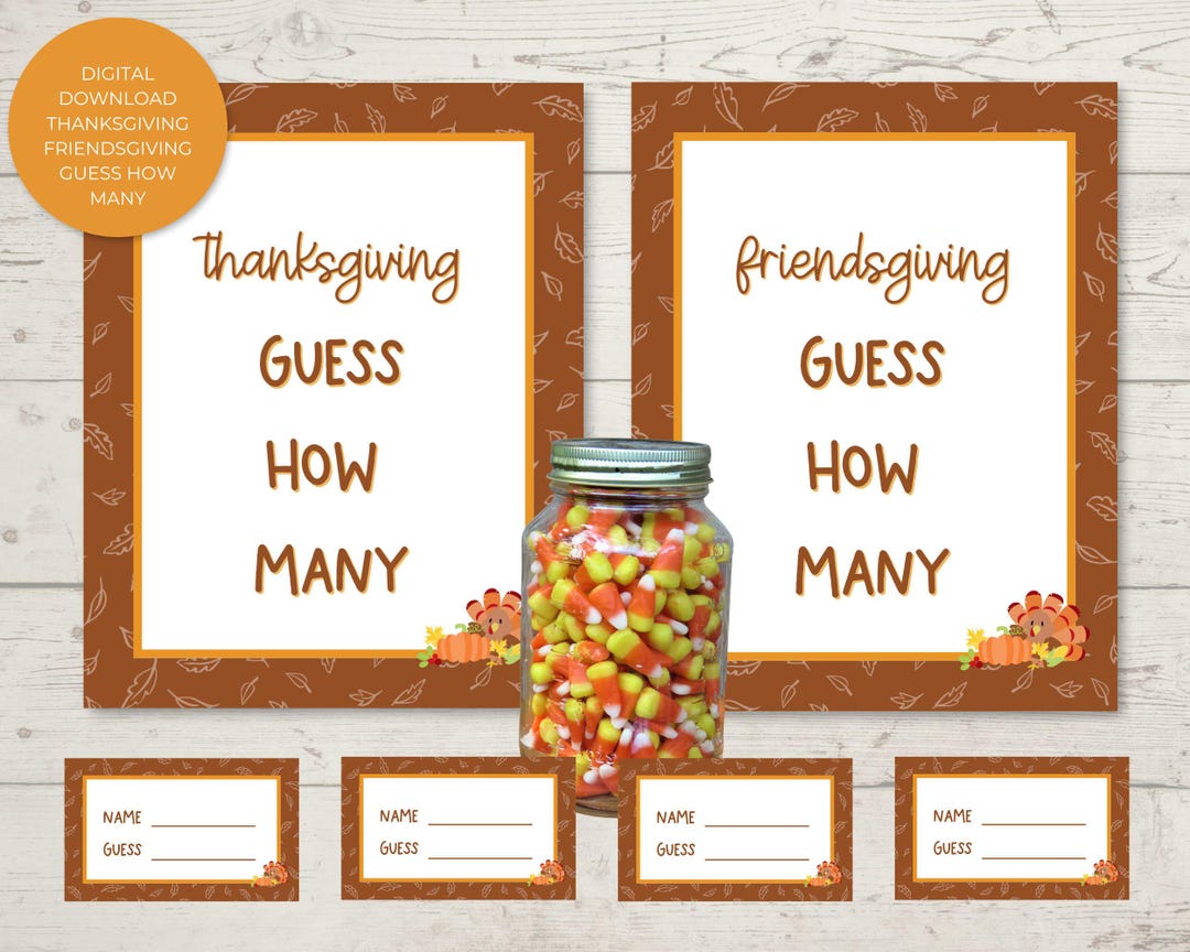 Instant Download, Printable Guess How Many Thanksgiving Friendsgiving ...