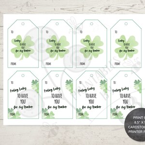 Instant Download, Printable Lucky to Have You for a Teacher Gift Tag ...