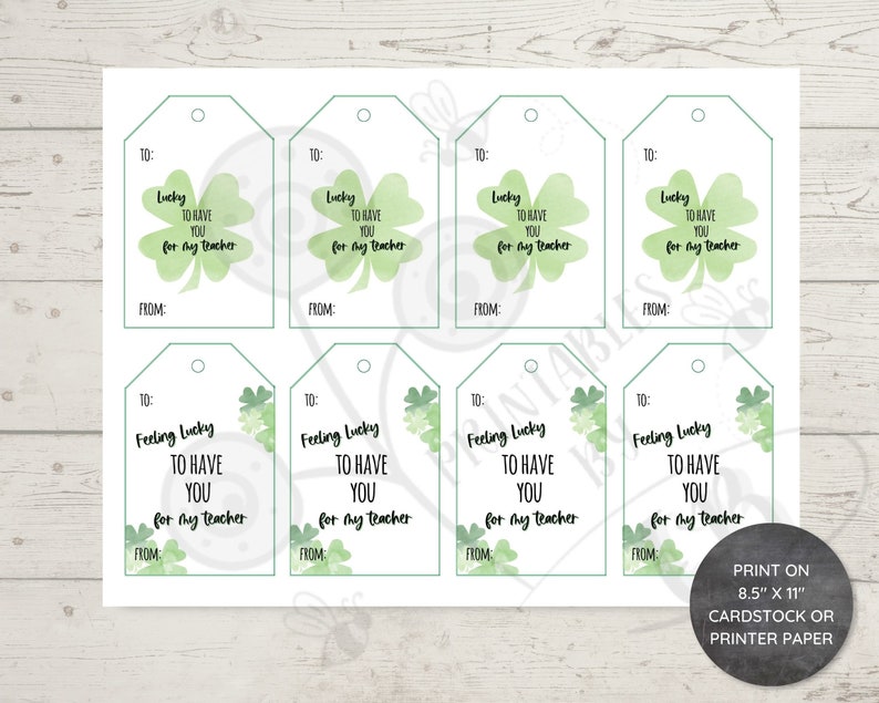 Instant Download, Printable Lucky to Have You for a Teacher Gift Tag ...