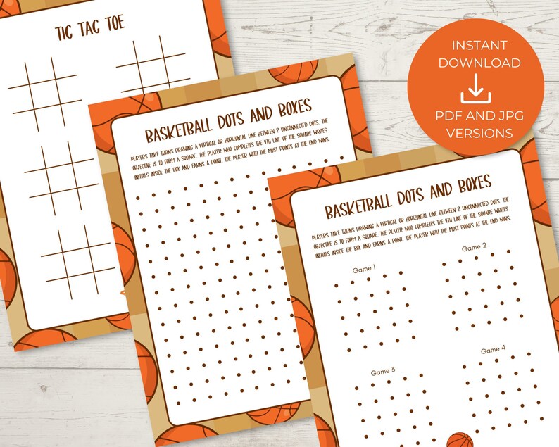 Instant Download, Printable Basketball Kids Activity, Tic Tac Toe, Dots ...