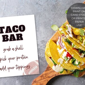 Printable Football Taco Bar and Toppings Sign, 8"x10", 5"x7" Sizes ...