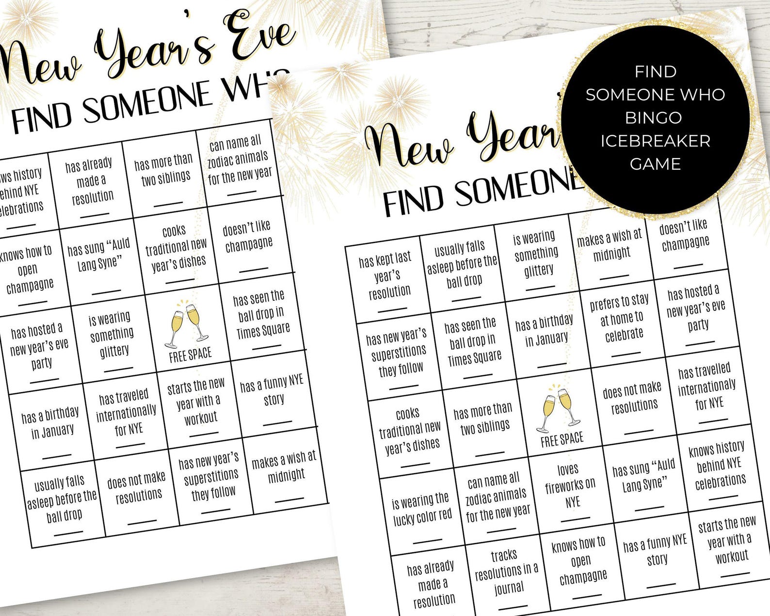 Instant Download, Printable New Year's Eve Find Someone Who Game, Find ...