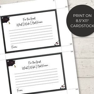 Instant Download, Printable Graduation Advice Cards, Party Activity ...