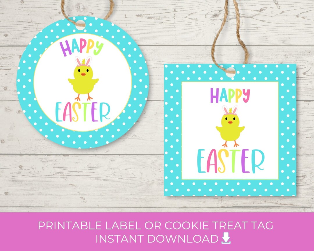 Kids Easter Gift Tags, Easter Goodie Bag Tag, Happy Easter Gift Tags ...