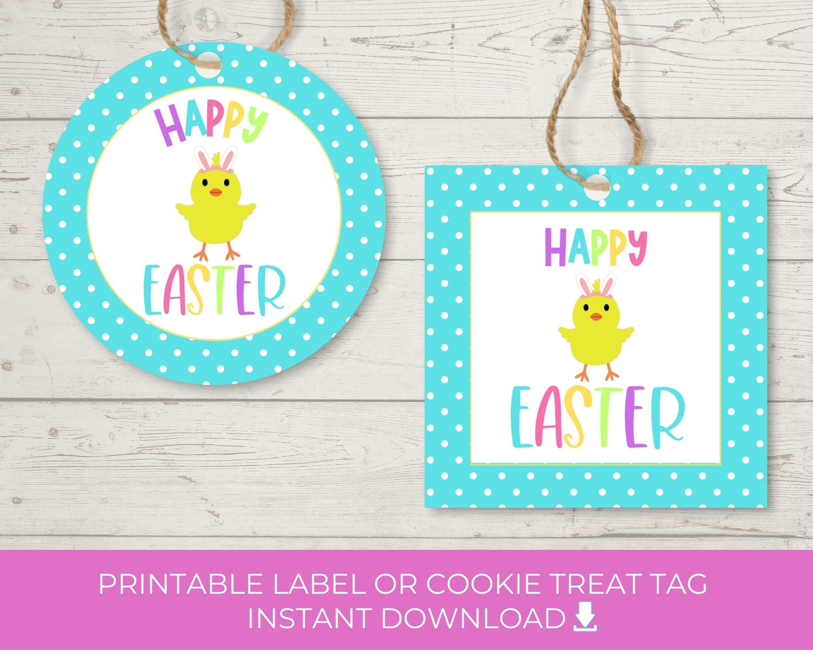 Instant Download, Printable 2" & 2.5" Happy Easter Label, Gift Tag ...