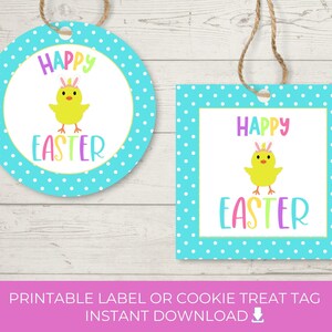 Instant Download, Printable 2" & 2.5" Happy Easter Label, Gift Tag ...