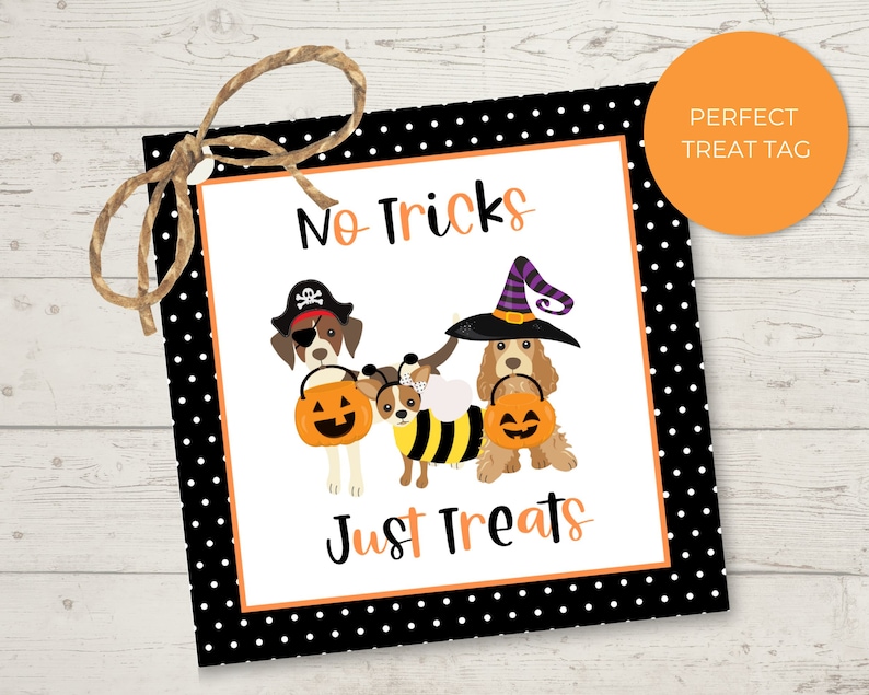 Instant Download, Printable 2" & 2.5" Halloween Trick or Treat Tag, No ...