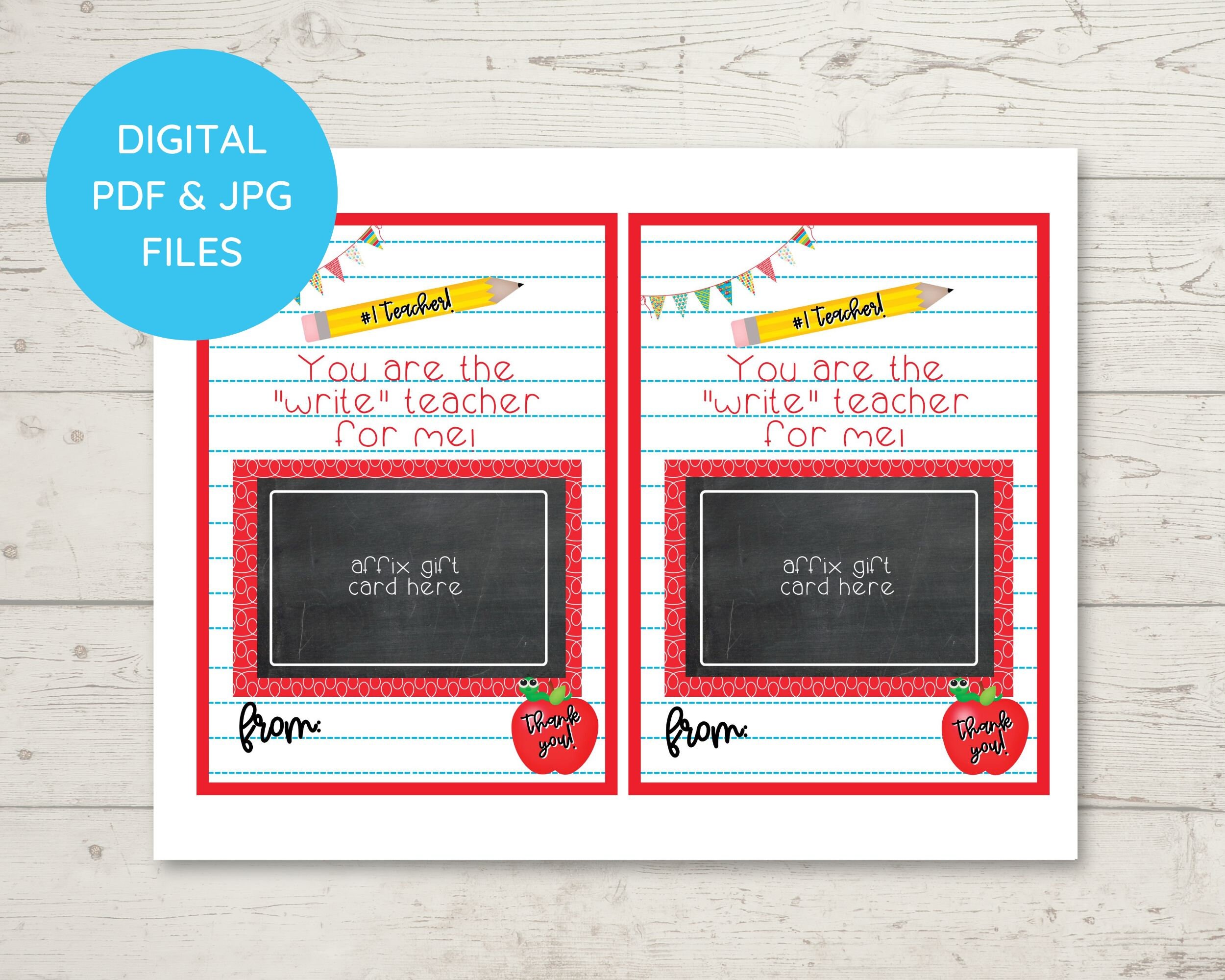Printable Teacher Appreciation Gift Card Holder, Back to School ...