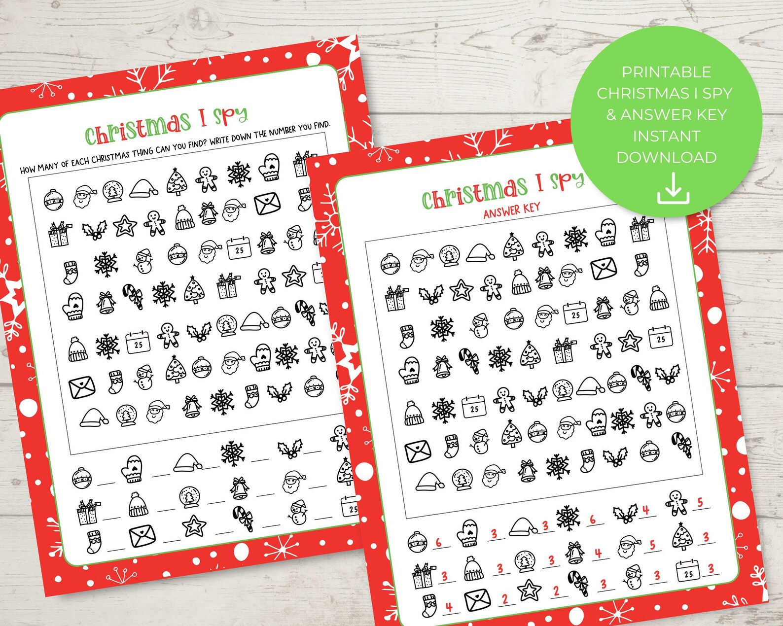 Instant Download, Printable Christmas I Spy, Kids Activity, Class Party ...