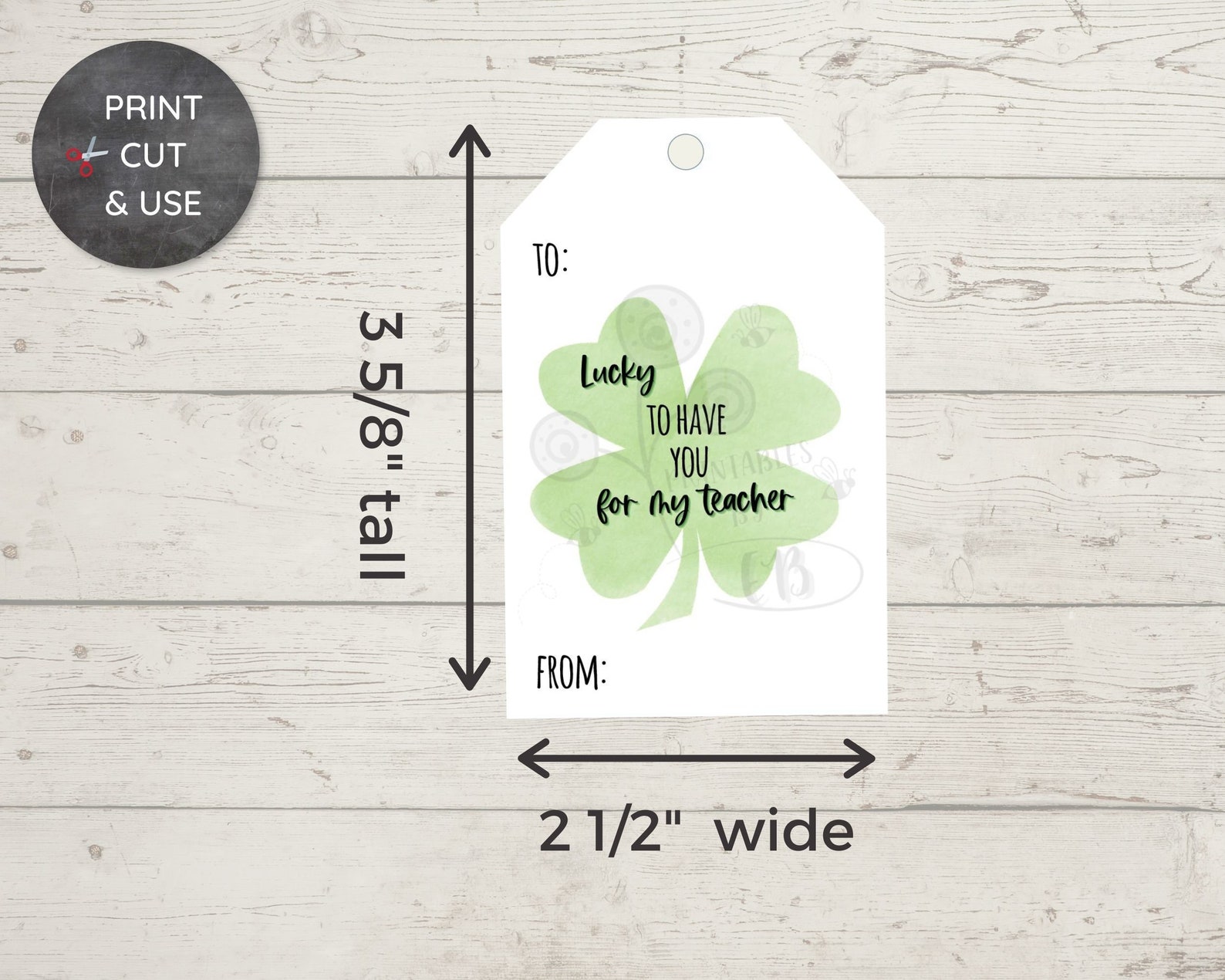 Instant Download, Printable Lucky to Have You for a Teacher Gift Tag ...