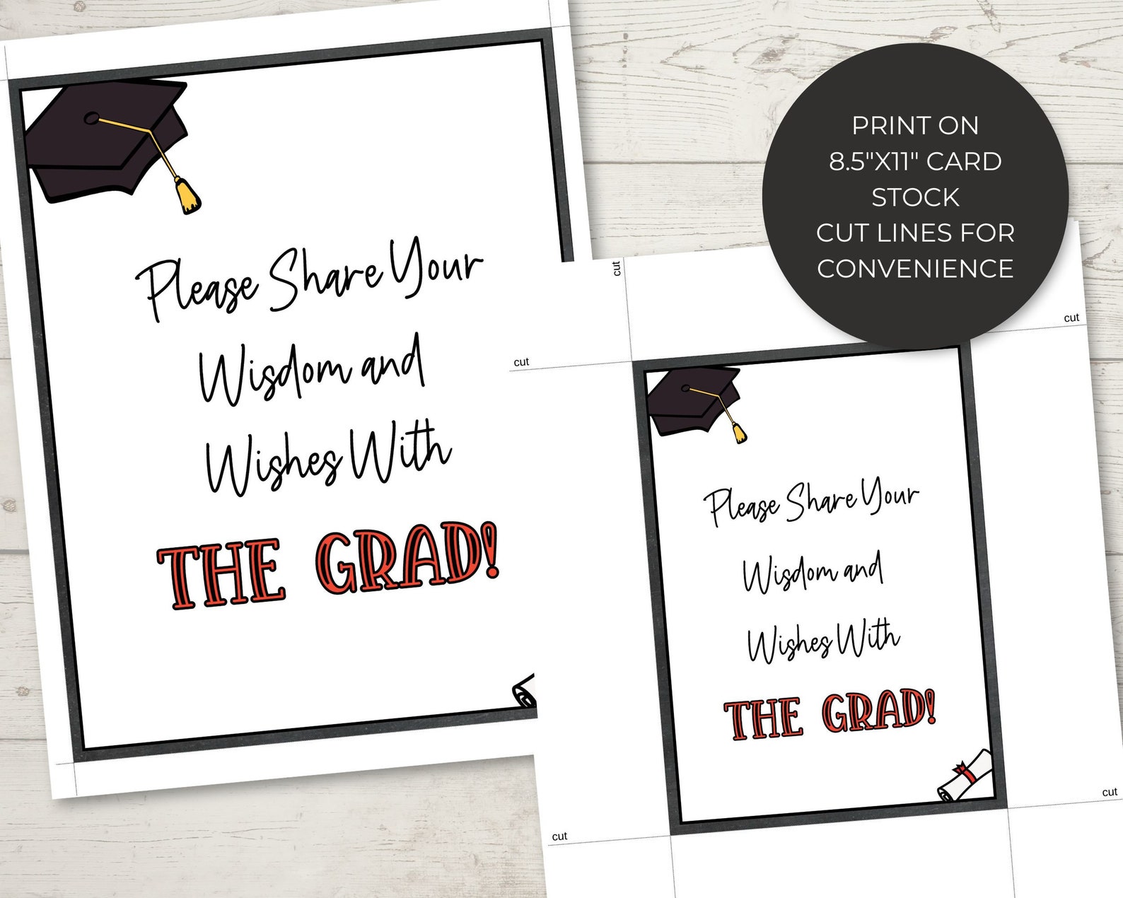 Instant Download, Printable Graduation Advice Cards, Party Activity ...