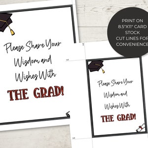 Instant Download, Printable Graduation Advice Cards, Party Activity ...