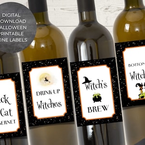 Halloween Printable Wine Bottle Labels, Instant Download, Set of 4 ...