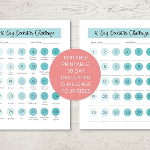 Editable, Instant Download, Printable 30 Day Declutter Challenge ...