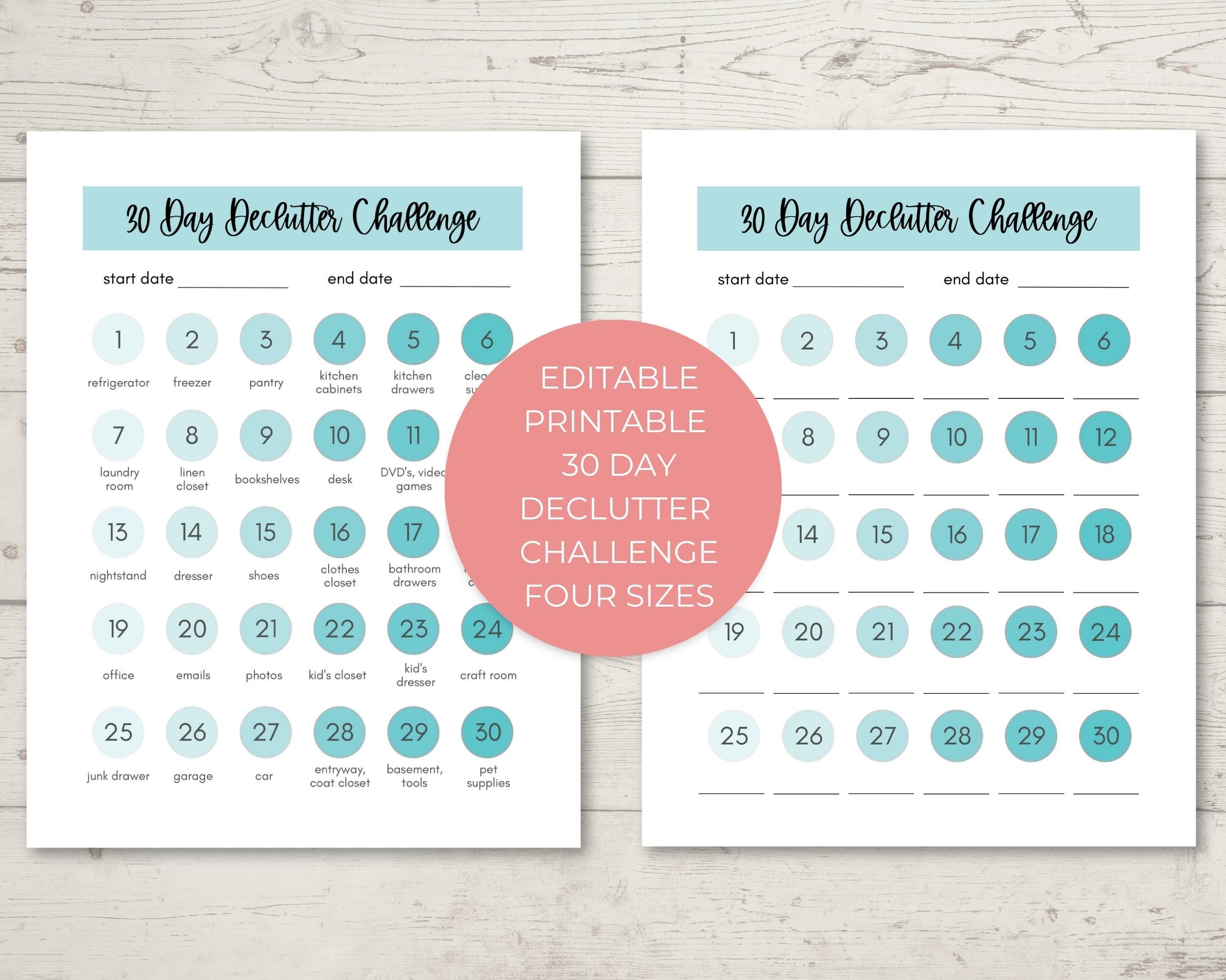 Editable, Instant Download, Printable 30 Day Declutter Challenge ...