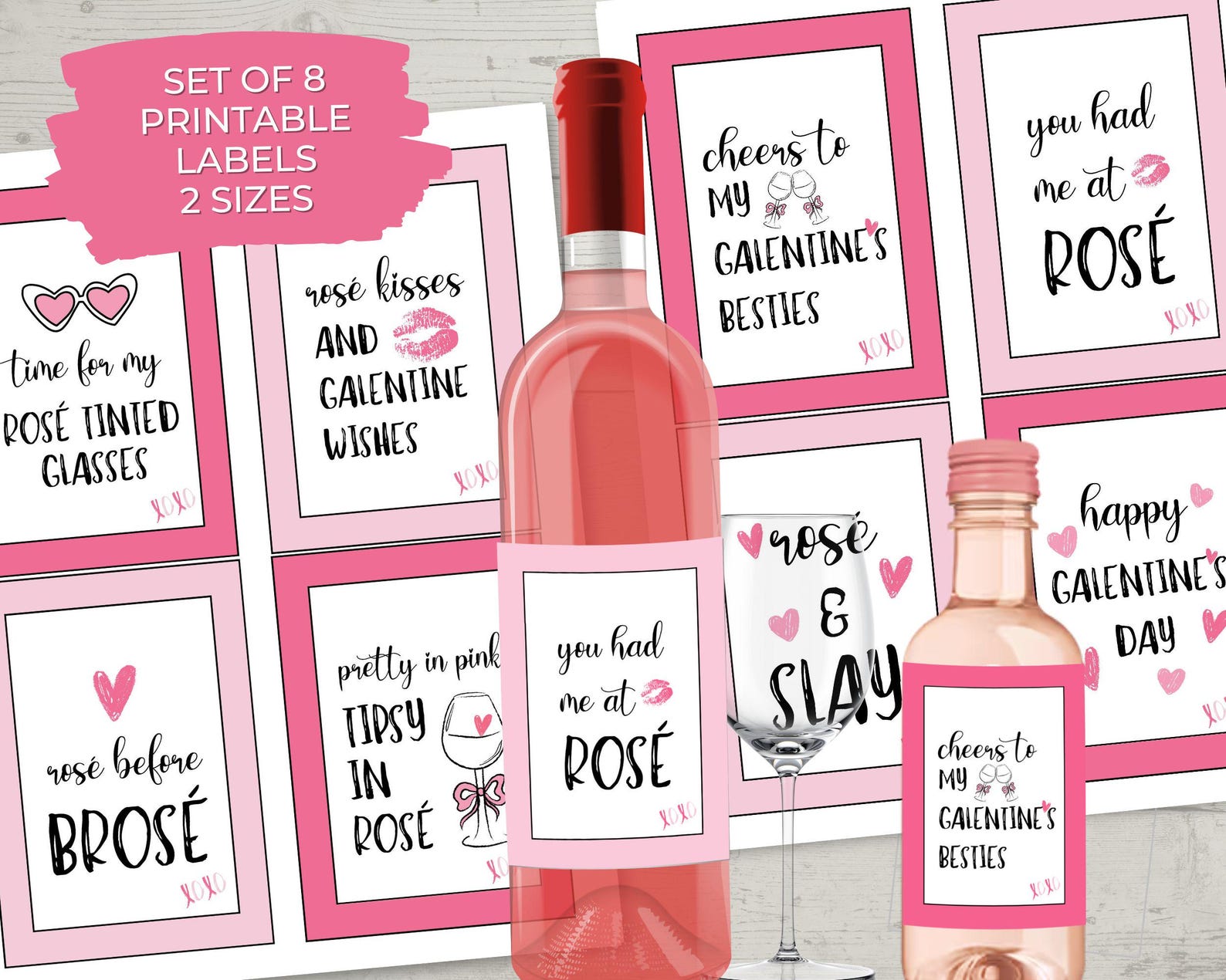 Printable Galentine's Day Wine Bottle Labels, Instant Digital Download ...