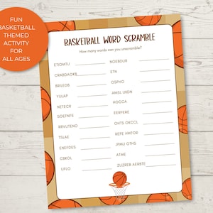 Instant Download, Printable Basketball Themed Word Scramble, Kids ...