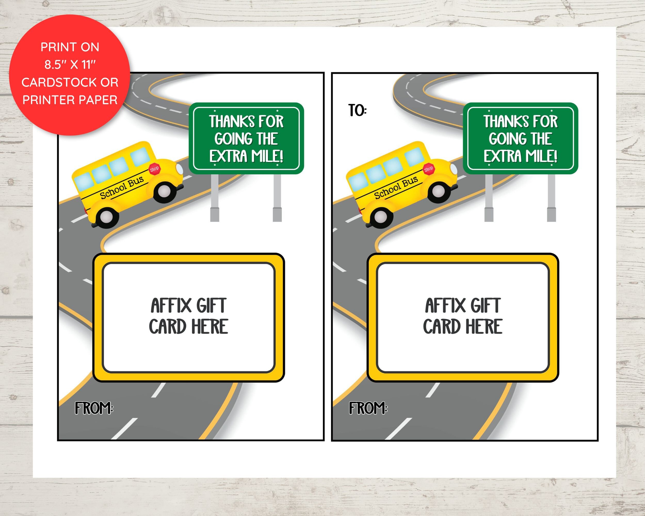 Printable Bus Driver Gift Card Holder, Back to School, Instant Download ...