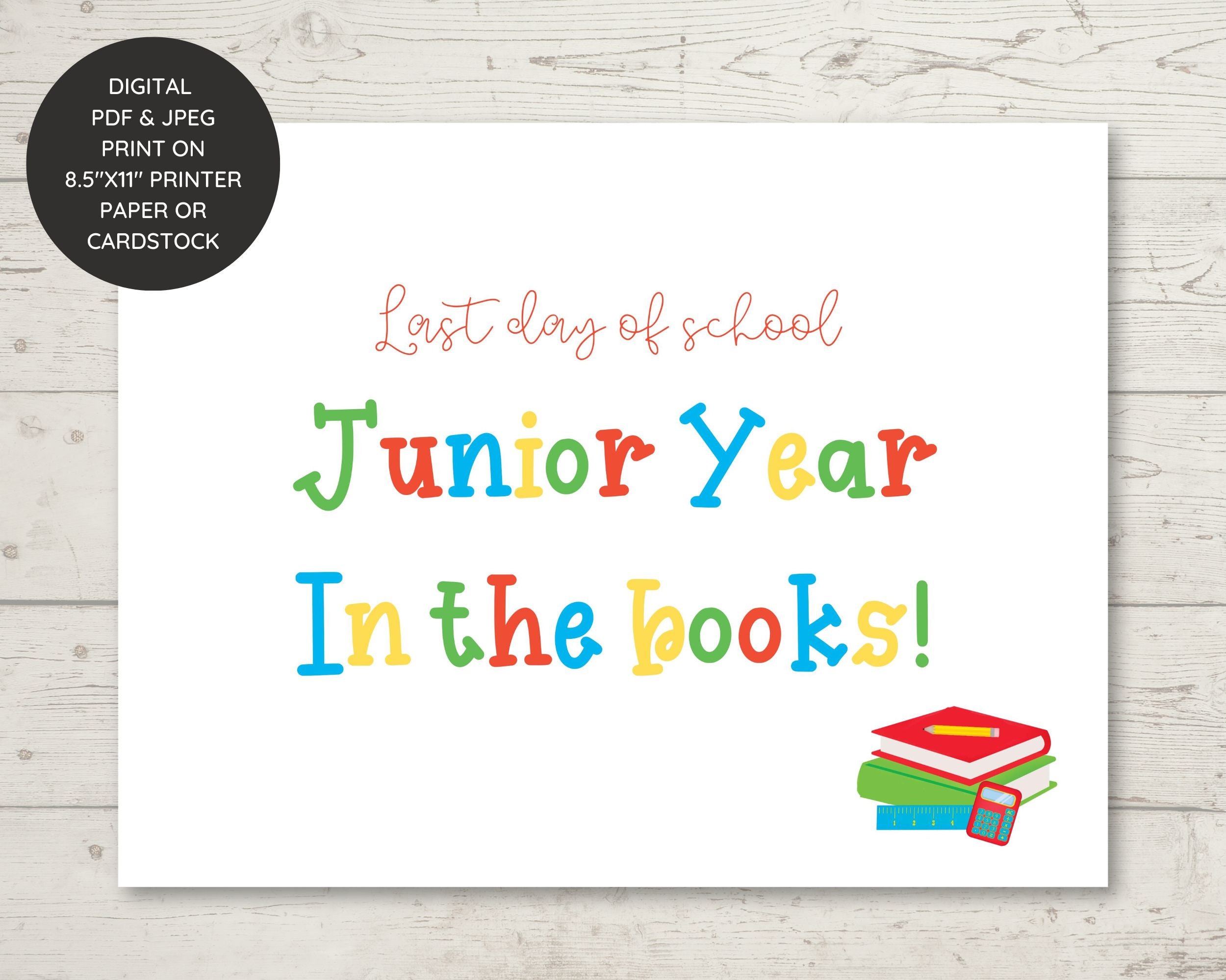 Instant Download, Digital, Last Day of School Printable Photo Sign ...