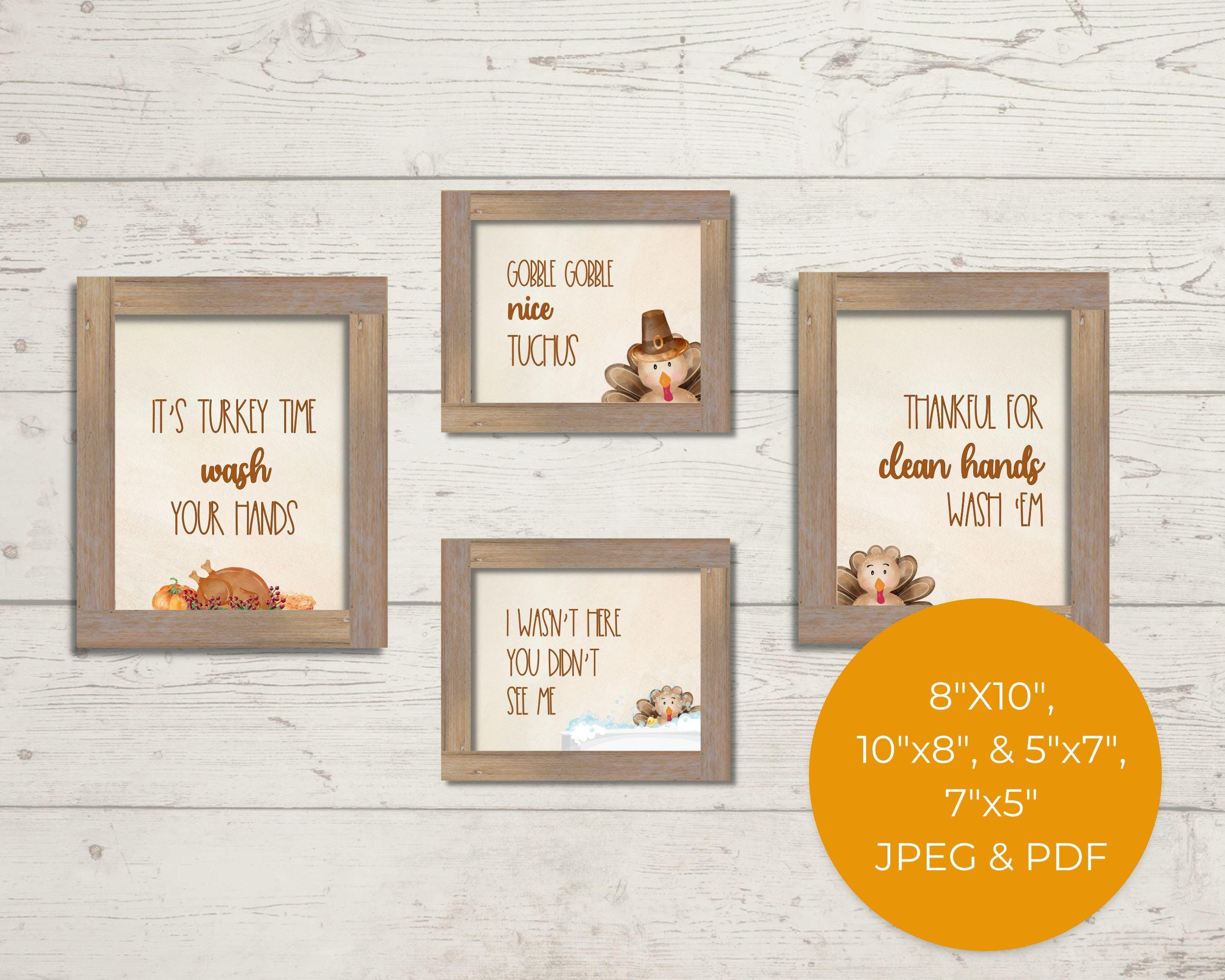 Instant Download Set of Humorous Thanksgiving Turkey Bathroom Signs for ...