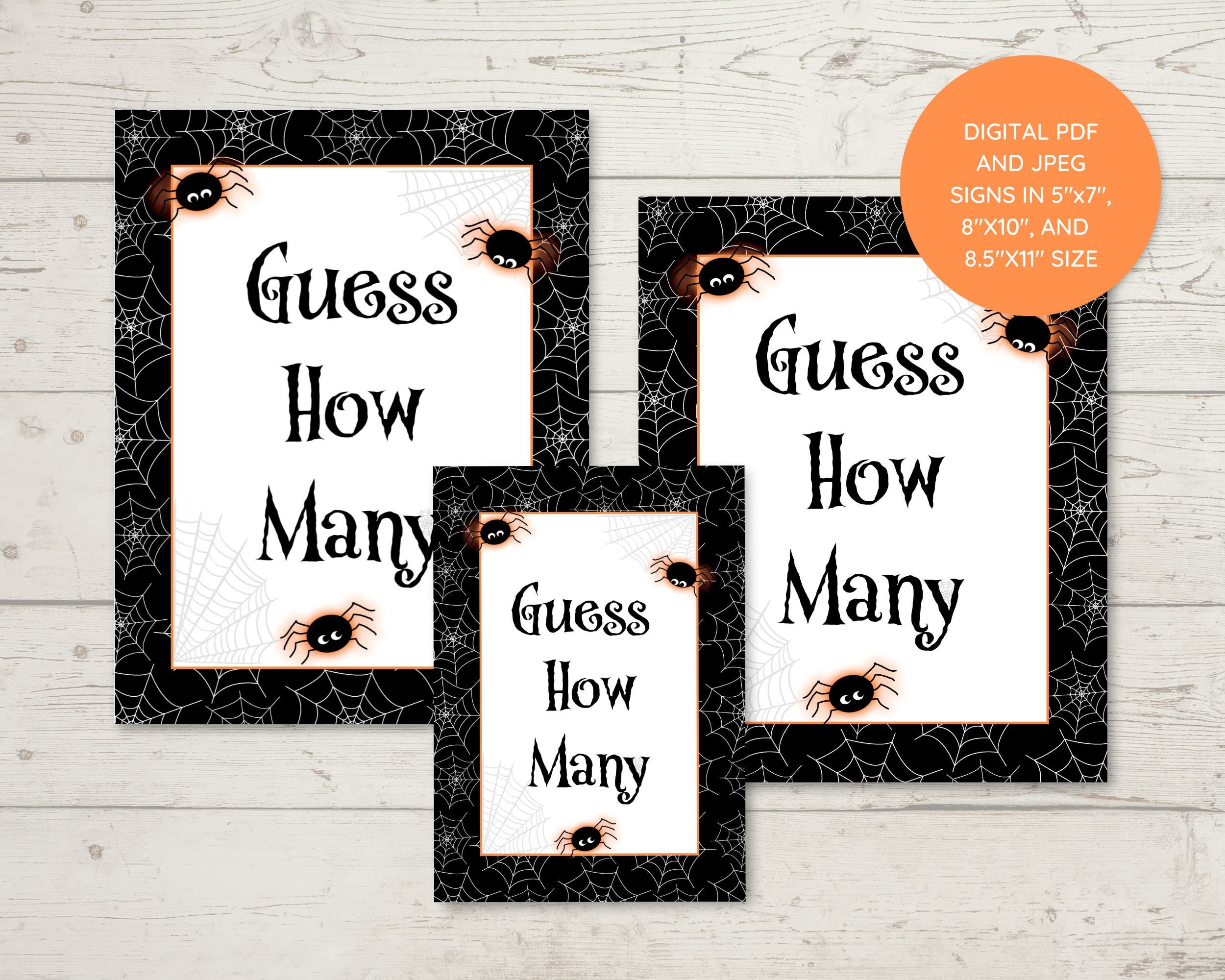 Instant Download, Printable Guess How Many Halloween Sign and Guessing ...