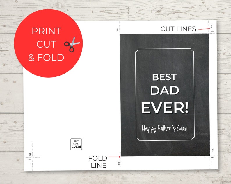 Instant Download, Digital, Printable Father's Day Card, 5x7 Folded Card ...