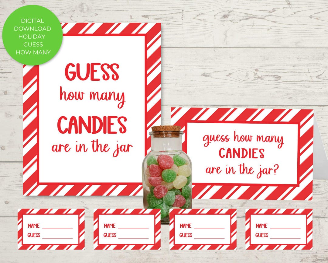Instant Download, Printable Guess How Many Candies Holiday Sign ...