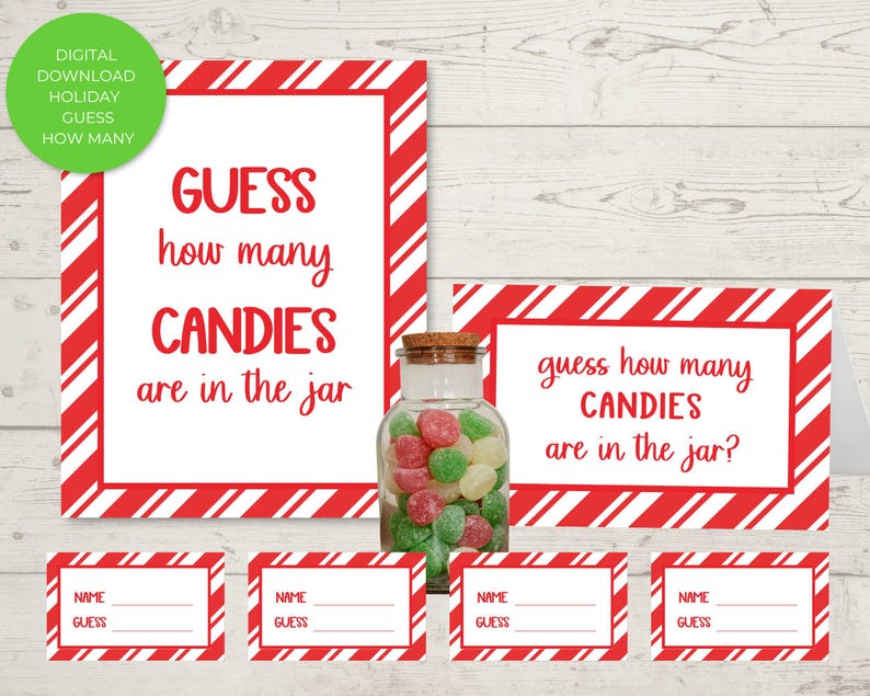 Instant Download, Printable Guess How Many Candies Holiday Sign ...