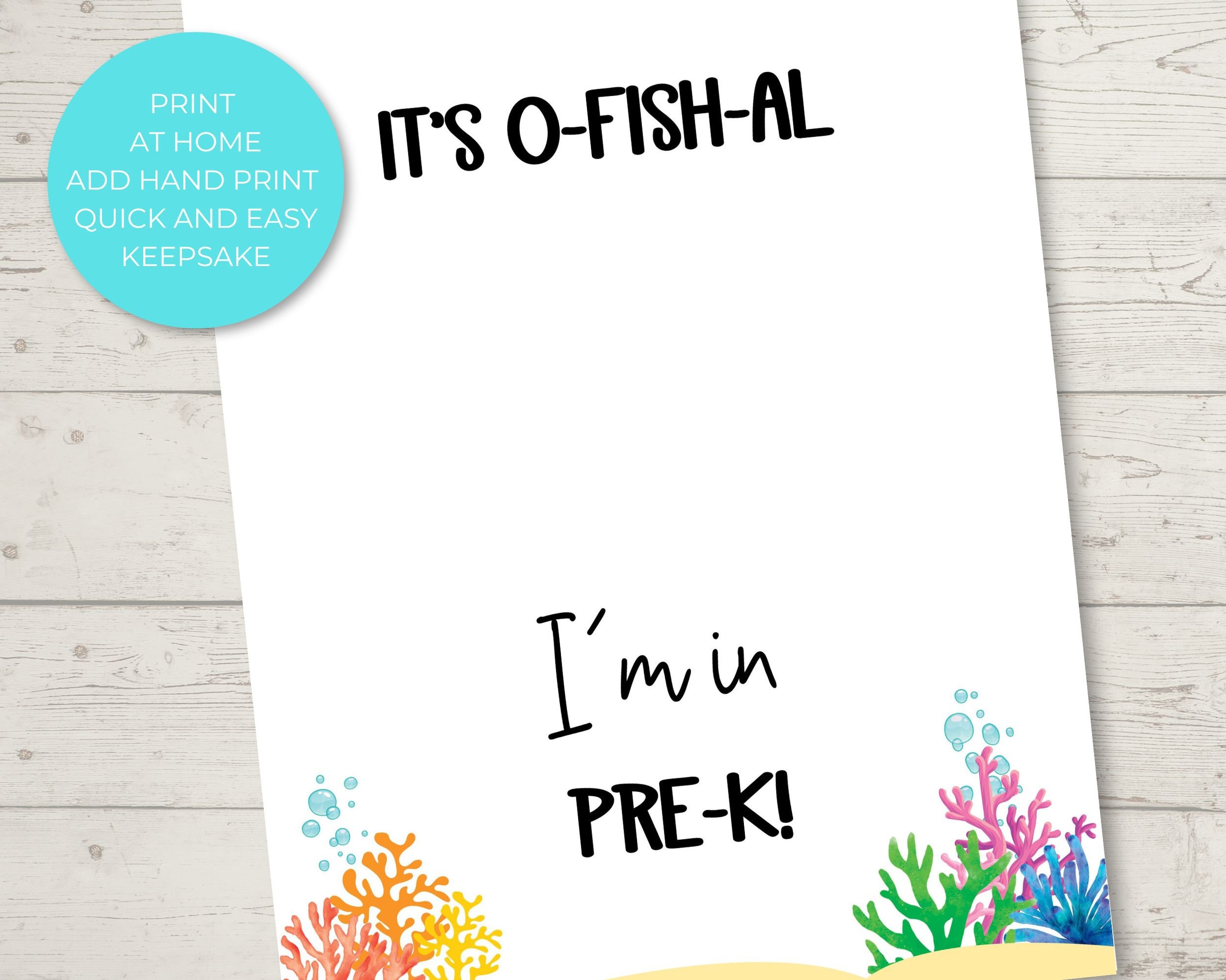Instant Download, Printable Handprint Fish Art, Pre-k Keepsake, Pre-k ...