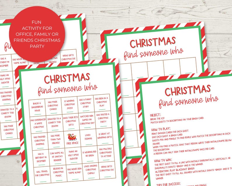 Instant Download, Printable Christmas Find Someone Who Game, Find the ...