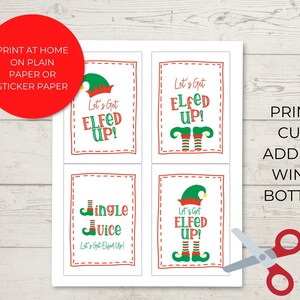 Let's Get Elfed up Printable Wine Bottle Labels, Instant Download, Set ...