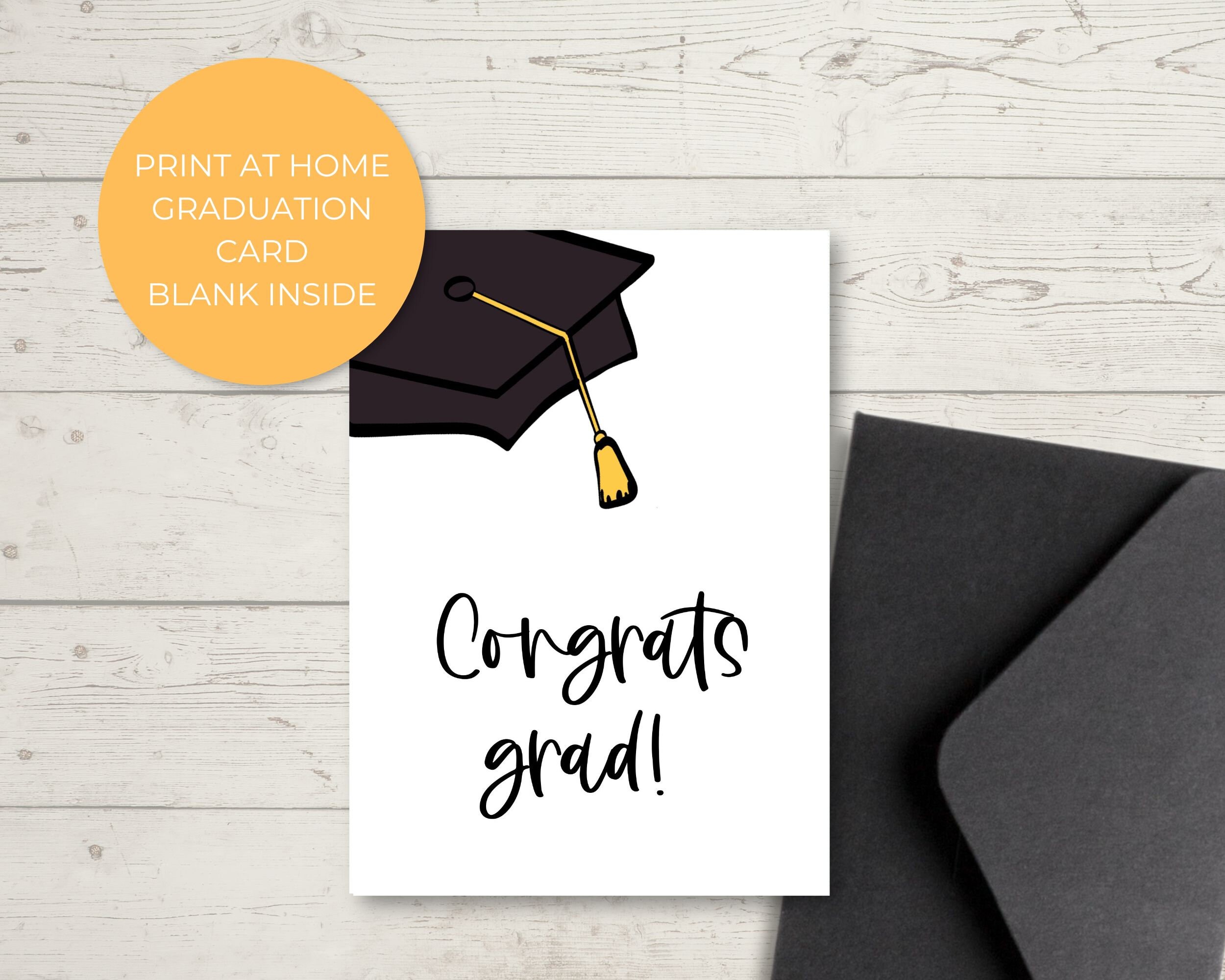 Instant Download, Digital, Printable Graduation Card, 5x7 Folded Card ...