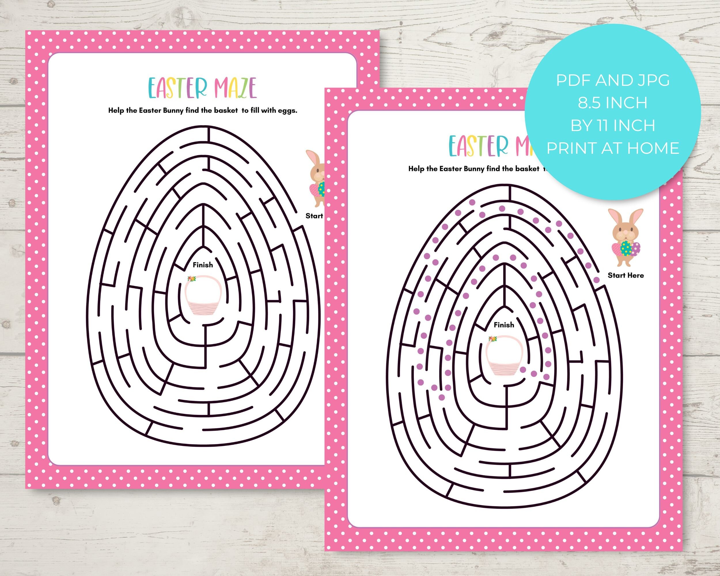 Instant Download, Printable Easter Maze, Kids Activity, Easter Basket ...