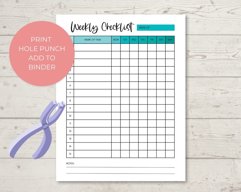 Editable, Instant Download, Printable Weekly Checklist, To-do List ...
