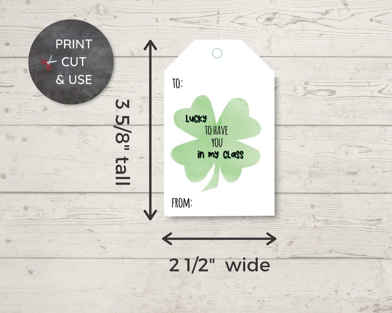 Instant Download, Printable Lucky to Have You in My Class Gift Tag, St ...
