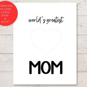 Instant Download, Printable Handprint Heart Art, Keepsake Gift for Mom ...
